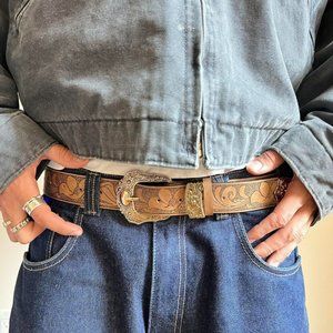 Accessories | Vintage Style Brown American Western Floral Gold Boho ...